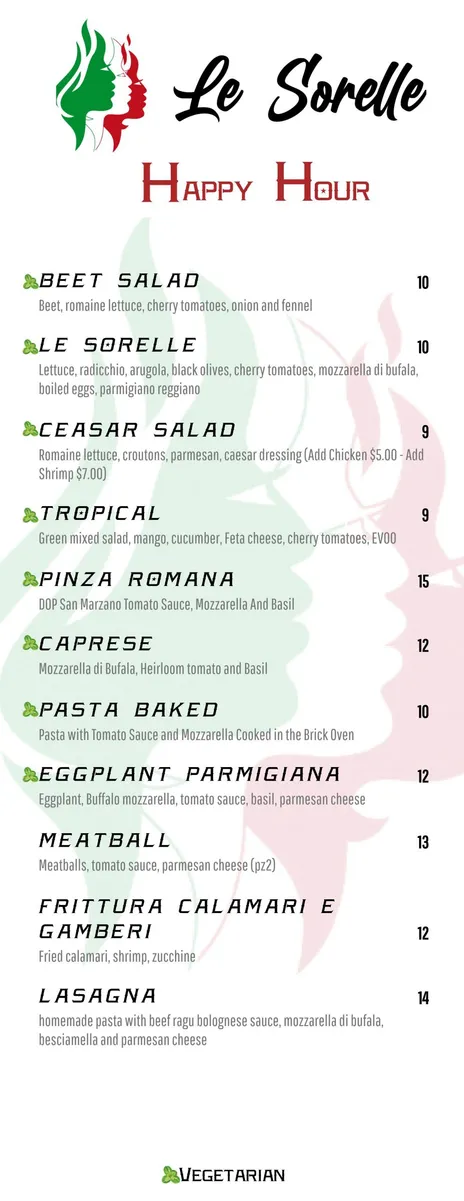 Menus - Le Sorelle Restaurant! best italian restaurant in boca raton ...