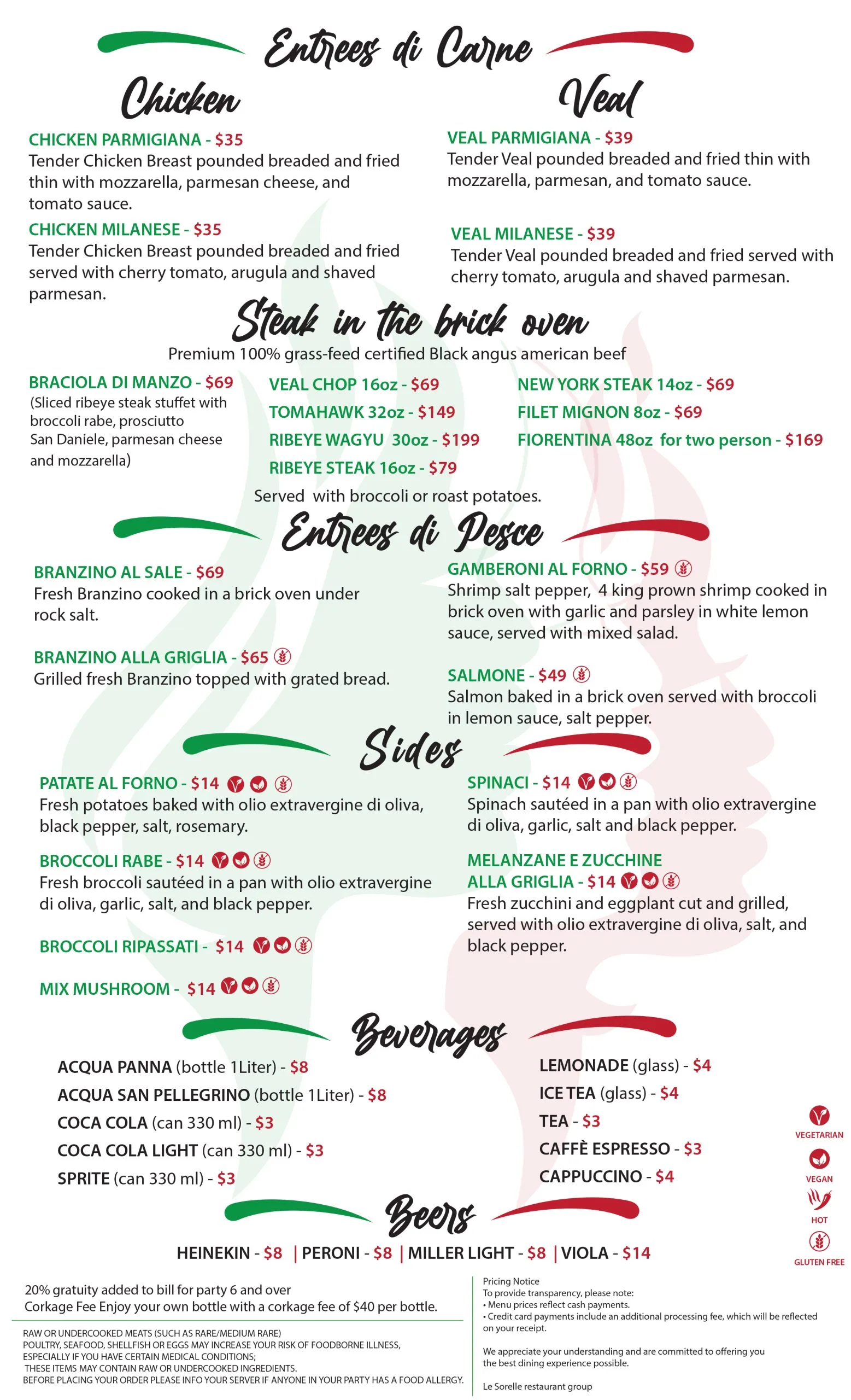 Menus - Le Sorelle Restaurant! best italian restaurant in boca raton ...